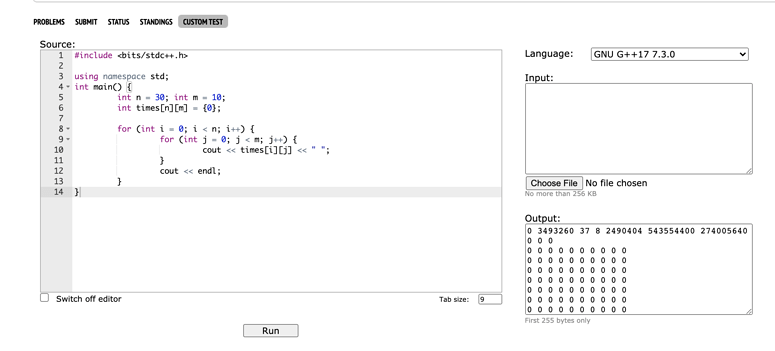 Initializing 2d array bug in C++ - General Questions - USACO Forum