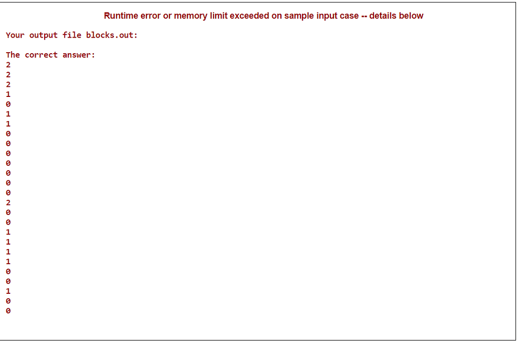 Why Am I Getting Runtime Error Or Memory Limit Exceeded On Sample Input Case Though My Output